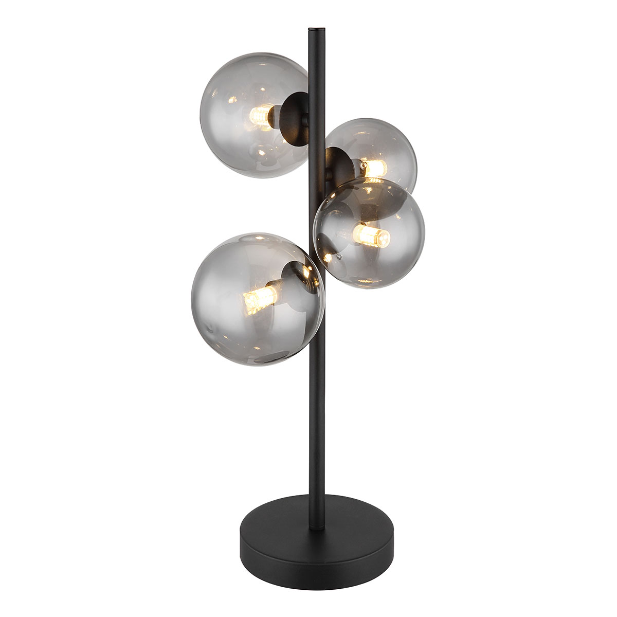 Vertikale Schwarze Tischlampe 4 Rauchglas-Kugeln Globo Riha ...